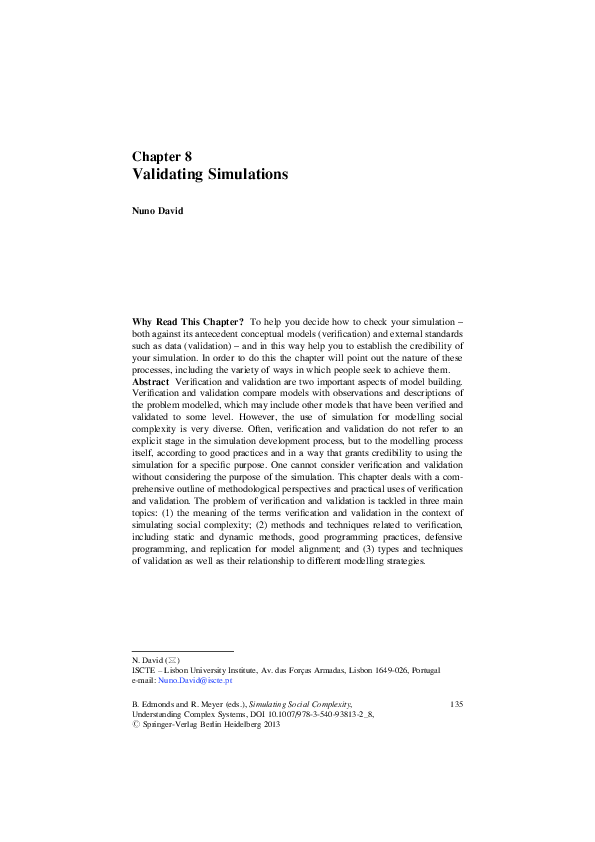 (PDF) Validating Simulations | Nuno David - Academia.edu