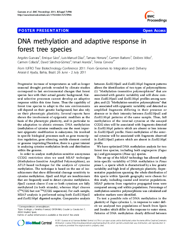(PDF) DNA methylation and adaptive response in forest tree species