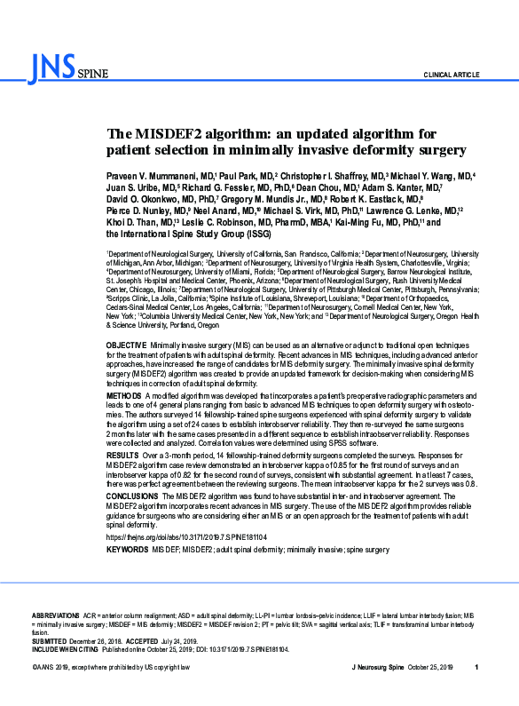 Pdf The Misdef2 Algorithm An Updated Algorithm For Patient Selection