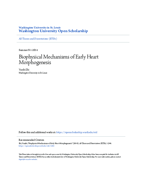 (PDF) Biophysical Mechanisms of Early Heart Morphogenesis