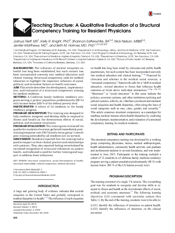 (PDF) Teaching Structure: A Qualitative Evaluation of a Structural ...