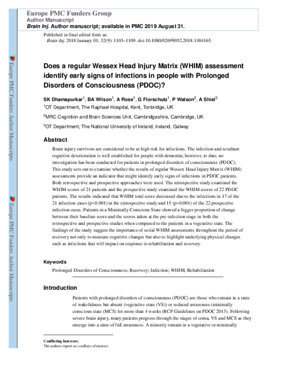 (PDF) Does a regular Wessex Head Injury Matrix assessment identify ...