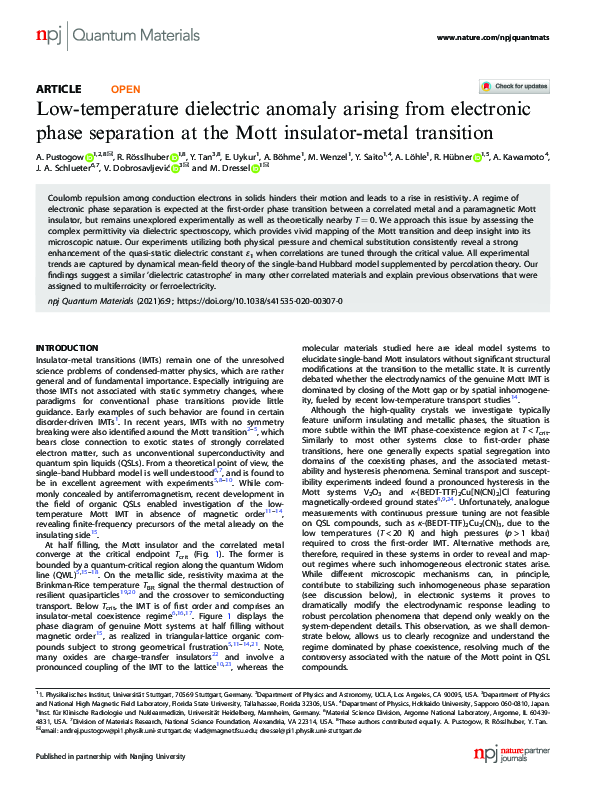 (PDF) Low-temperature dielectric anomaly arising from electronic phase ...