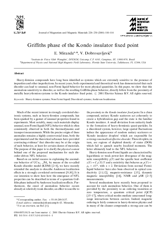 (PDF) Griffiths phase of the Kondo insulator fixed point
