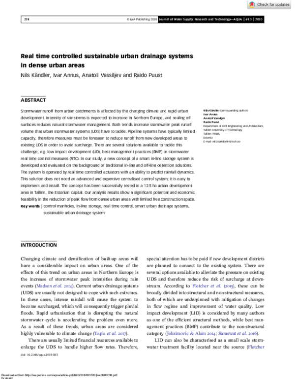 (PDF) Real time controlled sustainable urban drainage systems in dense urban areas | Anatoli ...