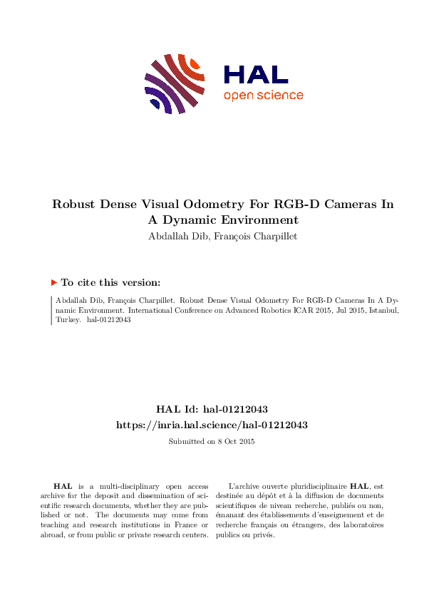 (PDF) Robust dense visual odometry for RGB-D cameras in a dynamic ...
