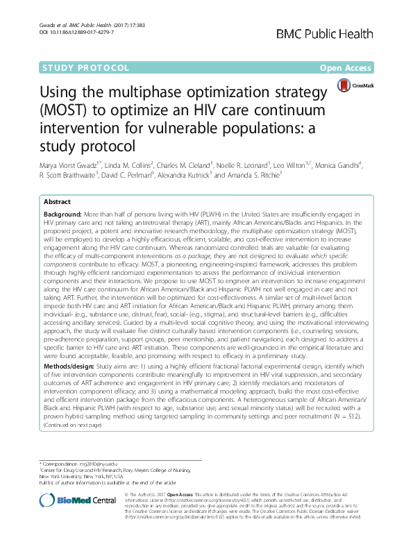 (PDF) Using the Multiphase Optimization Strategy (MOST) to Develop an Optimized Online STI ...