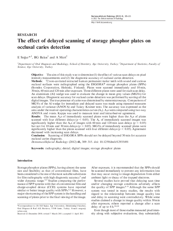 (PDF) The effect of delayed scanning of storage phosphor plates on ...