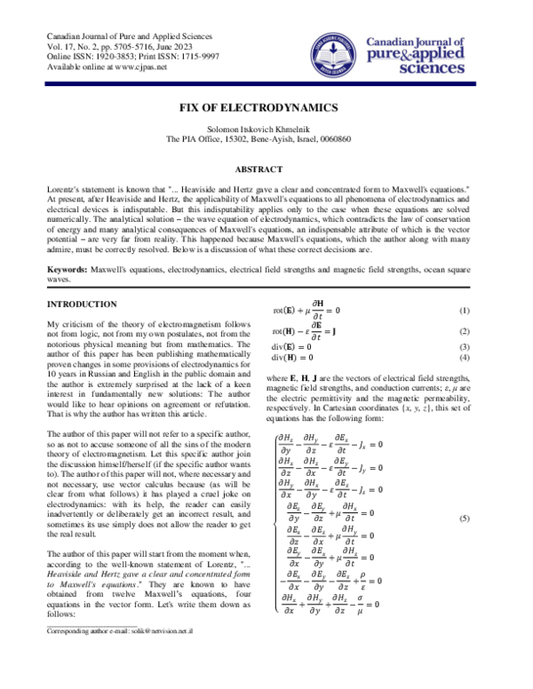 (PDF) FIX OF ELECTRODYNAMICS