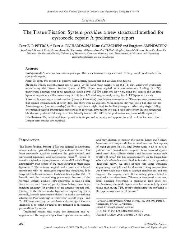 (PDF) The Tissue Fixation System provides a new structural method for ...