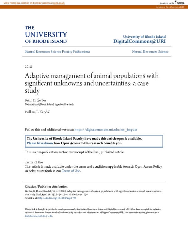(PDF) Adaptive management of animal populations with significant ...