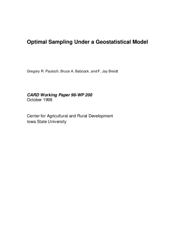 (PDF) Optimal Sampling Under a Geostatistical Model