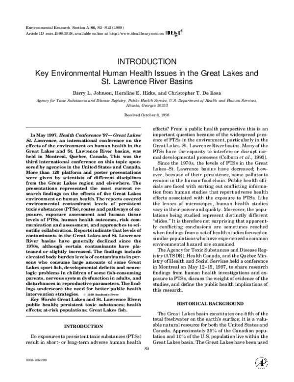 (PDF) Key Environmental Human Health Issues in the Great Lakes and St ...