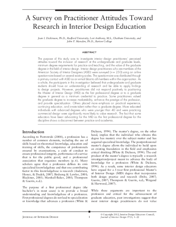 (PDF) A Survey on Practitioner Attitudes toward Research in Interior ...