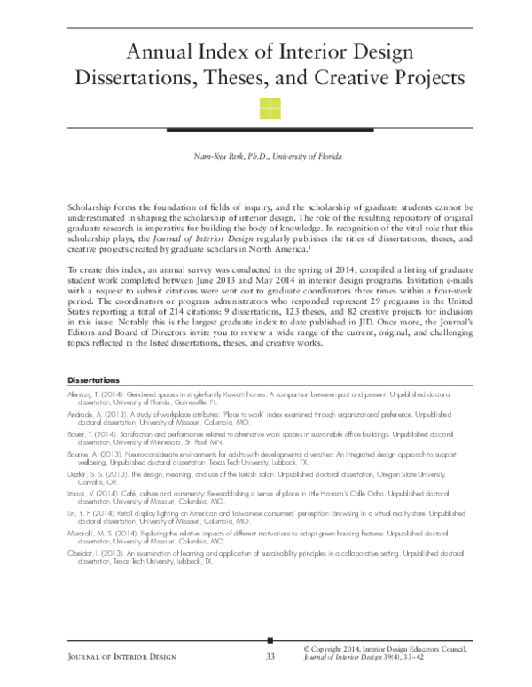 (PDF) Annual Index of Interior Design Dissertations, Theses, and ...