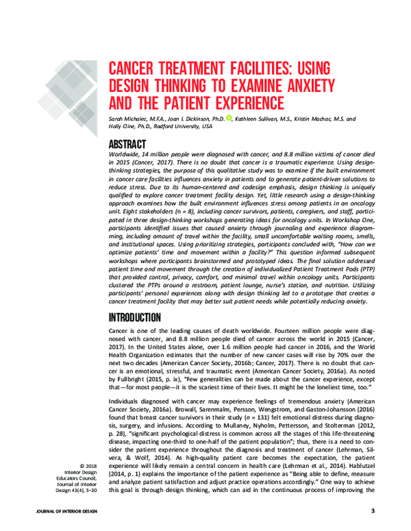 (PDF) Cancer Treatment Facilities: Using Design Thinking to Examine ...