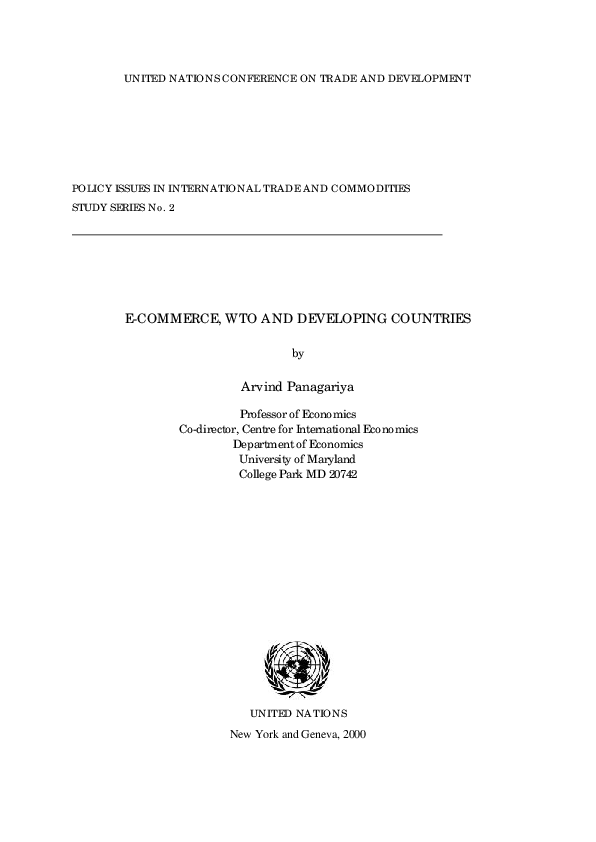 (PDF) E‐Commerce, WTO and Developing Countries