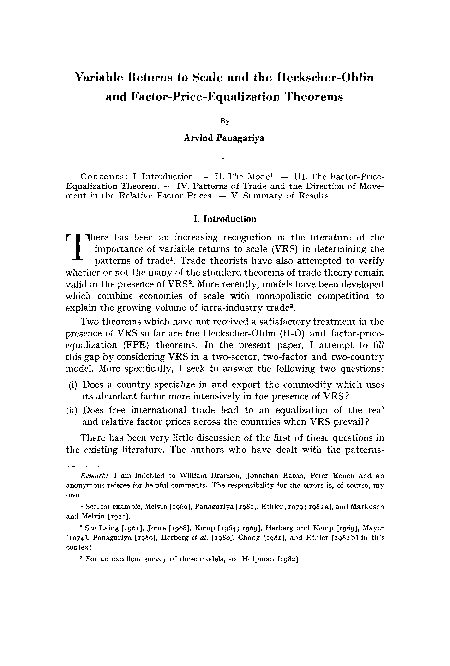 (PDF) Variable returns to scale and the Heckscher-Ohlin and factor ...