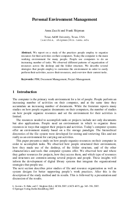 (PDF) Personal Environment Management