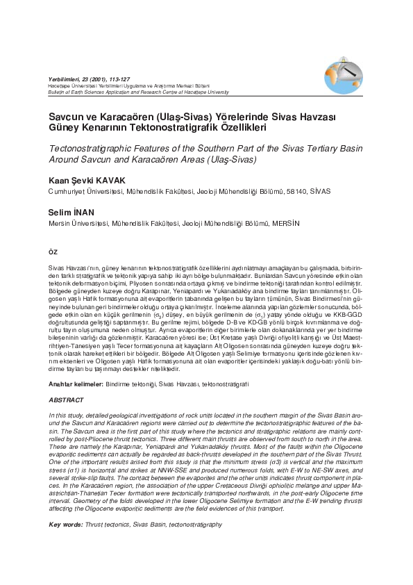 (PDF) Tectonostratigraphic features of the southern part of the Sivas ...
