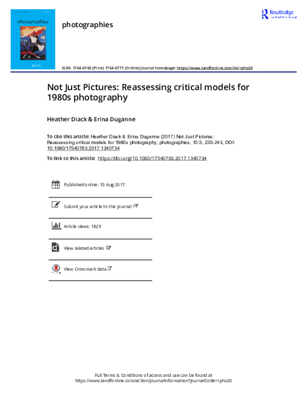 (PDF) Not Just Pictures: Reassessing critical models for 1980s photography