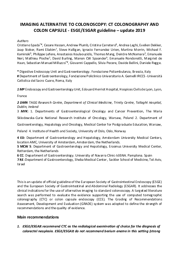 (PDF) IMAGING ALTERNATIVE TO COLONOSCOPY: CT COLONOGRAPHY AND COLON ...