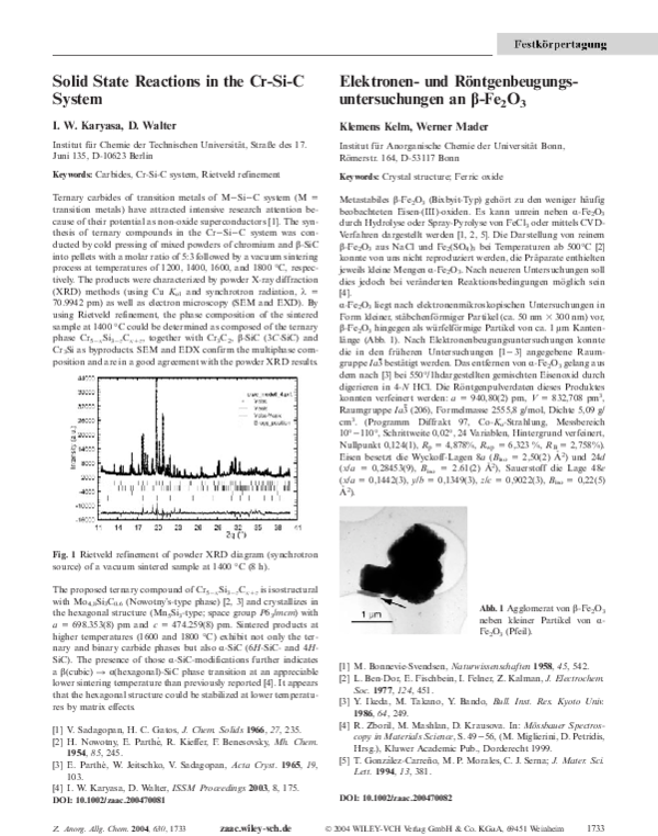 (PDF) Solid State Reactions in the Cr-Si-C System