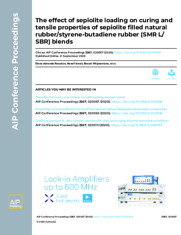(PDF) The effect of sepiolite loading on curing and tensile properties ...