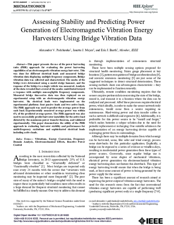 (PDF) Assessing Stability and Predicting Power Generation of Electromagnetic Vibration Energy ...