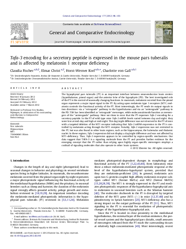 (PDF) Tafa-3 encoding for a secretory peptide is expressed in the mouse ...