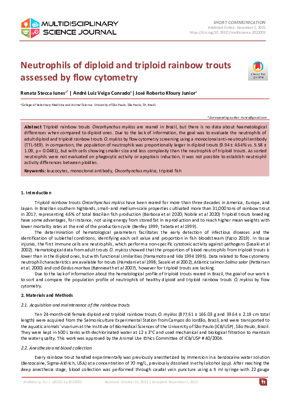 (PDF) Neutrophils of diploid and triploid rainbow trouts assessed by ...