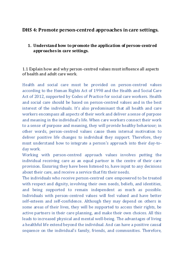 (DOC) DHS 4: Promote person-centred approaches in care settings