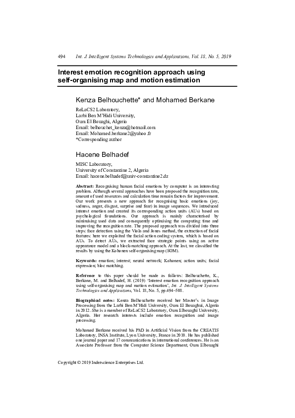 (PDF) Interest emotion recognition approach using self-organising map ...