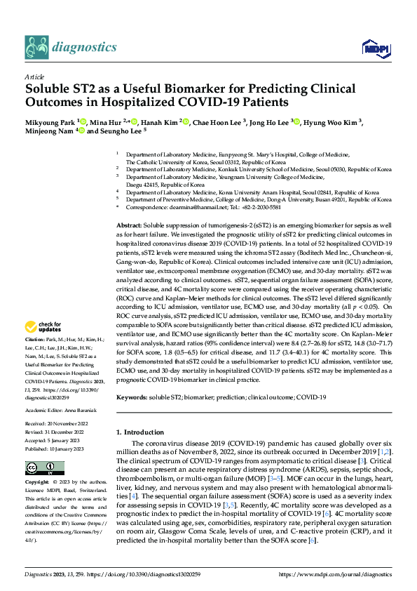 (PDF) Soluble ST2 as a Useful Biomarker for Predicting Clinical ...