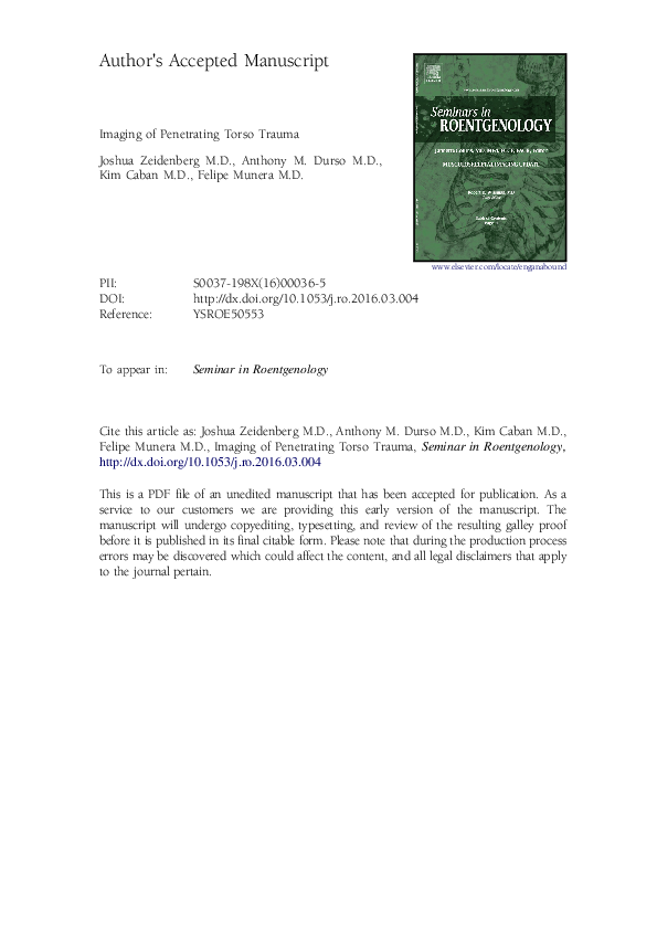 (PDF) Imaging of Penetrating Torso Trauma