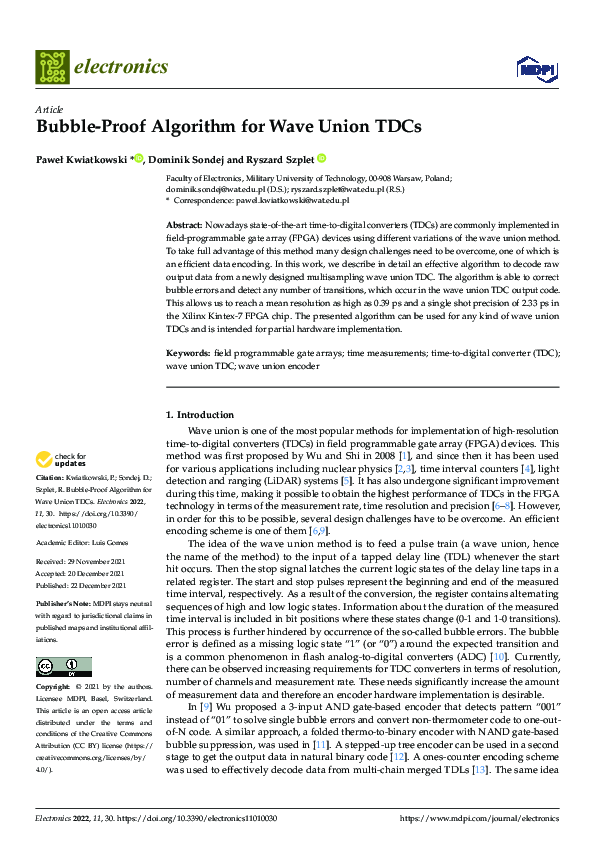 (PDF) Bubble-Proof Algorithm for Wave Union TDCs