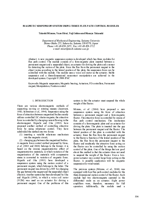 (PDF) Magnetic Suspension System Using Three Flux Path Control Modules