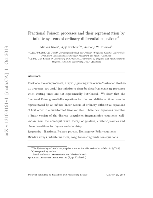 (PDF) Fractional Poisson processes and their representation by infinite ...