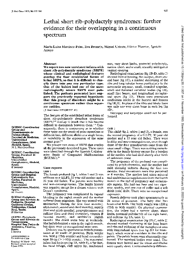 (PDF) Lethal short rib-polydactyly syndromes: further evidence for ...