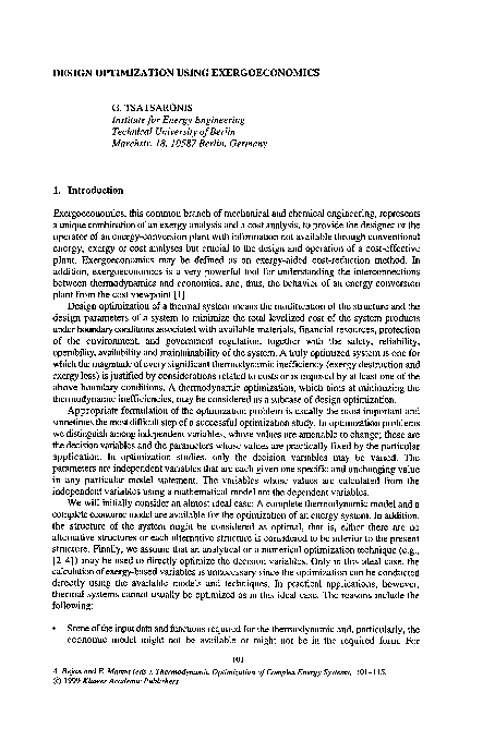 (PDF) Thermodynamic Optimization of Complex Energy Systems