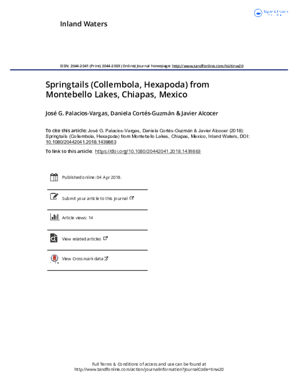 (PDF) Springtails (Collembola, Hexapoda) from Montebello Lakes, Chiapas ...