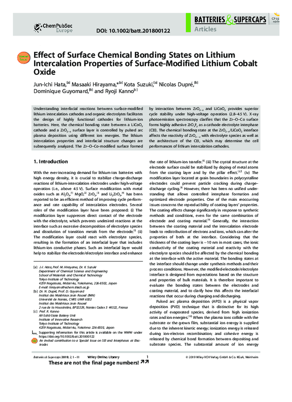 (PDF) Effect of Surface Chemical Bonding States on Lithium ...