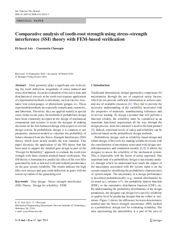 (PDF) Comparative Analysis of Tooth-Root Strength Using ISO and AGMA ...