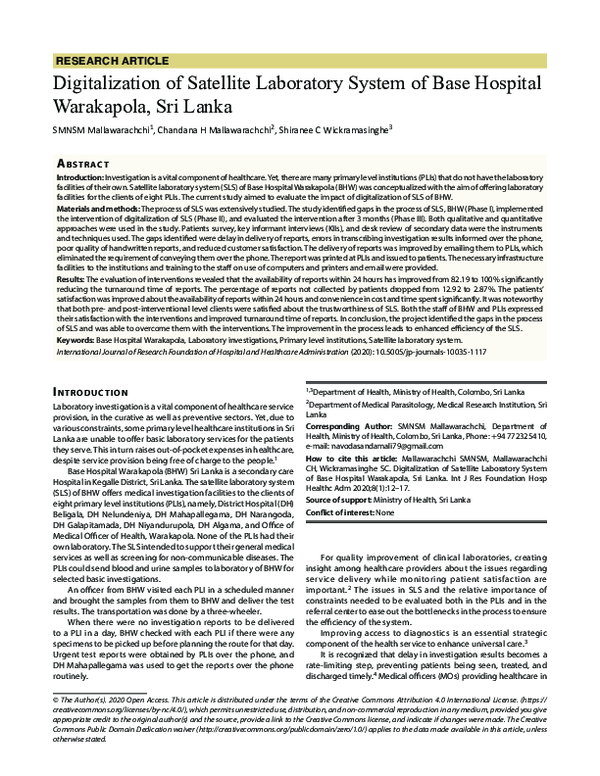 (PDF) Digitalization of Satellite Laboratory System of Base Hospital ...
