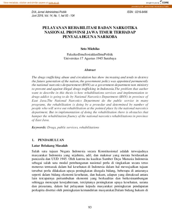 (PDF) Pelayanan Rehabilitasi Badan Narkotika Nasional Provinsi Jawa Timur Terhadap Penyalahguna ...