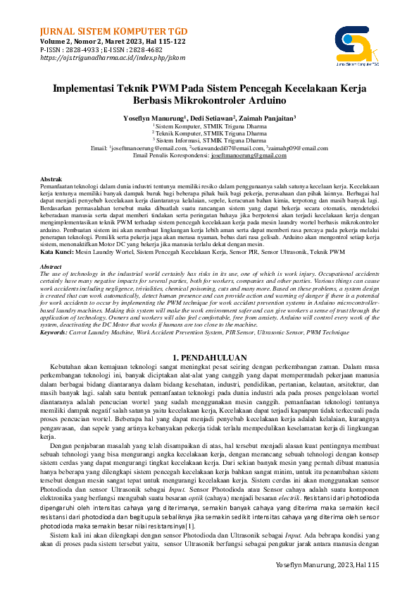 (PDF) Implementasi Teknik PWM Pada Sistem Pencegah Kecelakaan Kerja ...