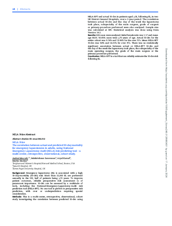 (PDF) NELA Prize The correlation between actual and predicted 30-day ...