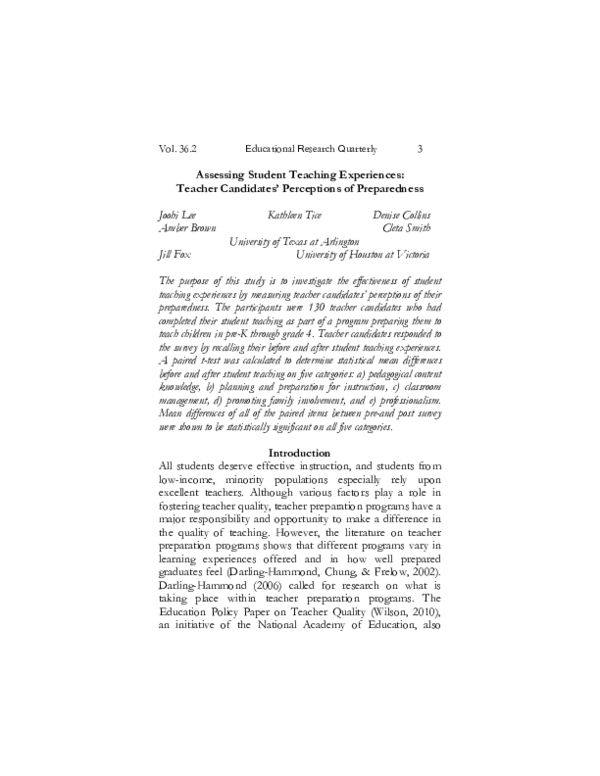(PDF) Assessing Student Teaching Experiences: Teacher Candidates ...