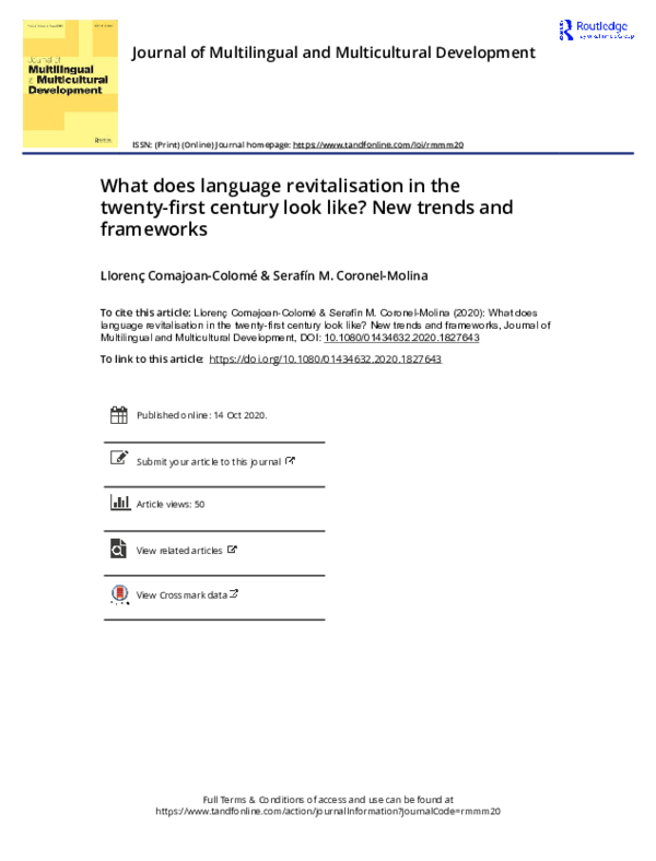 (PDF) What does language revitalisation in the twenty-first century ...