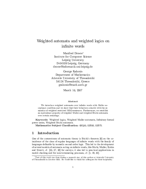 Weighted Automata and Weighted Logics on Infinite Words